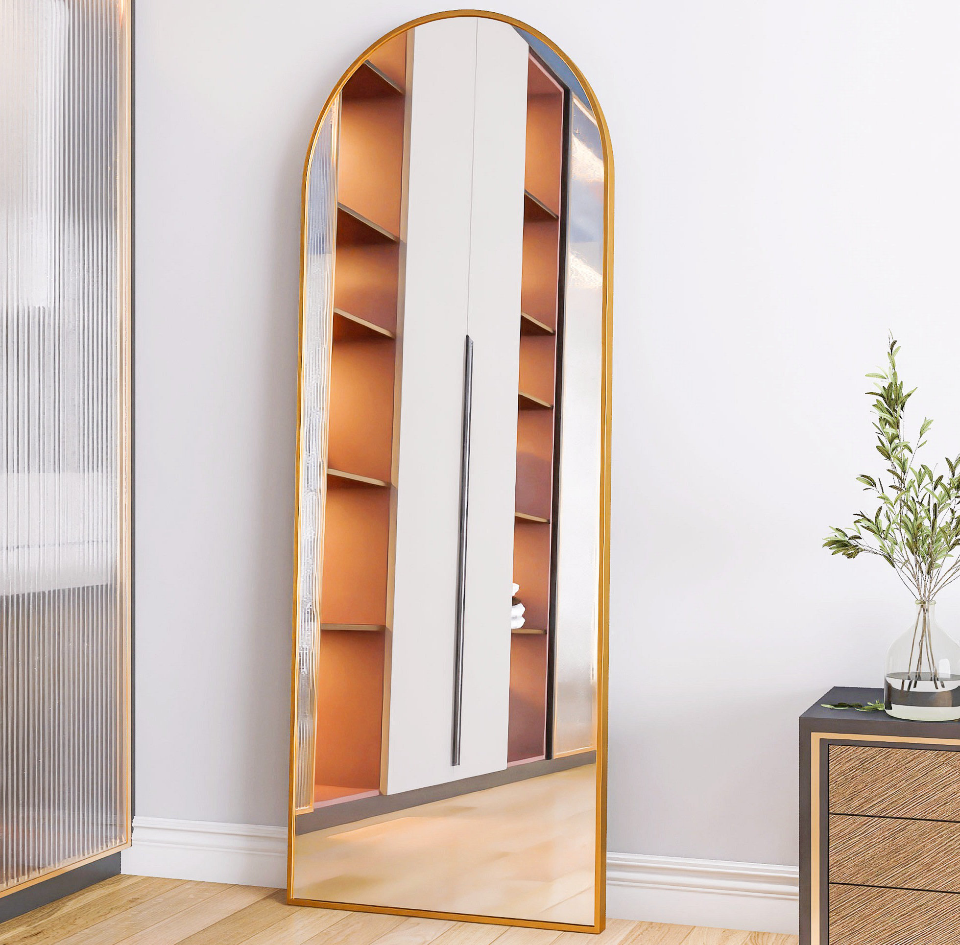Latitude Run® Arched Full Length Mirror Floor Dressing Mirror - Wayfair ...