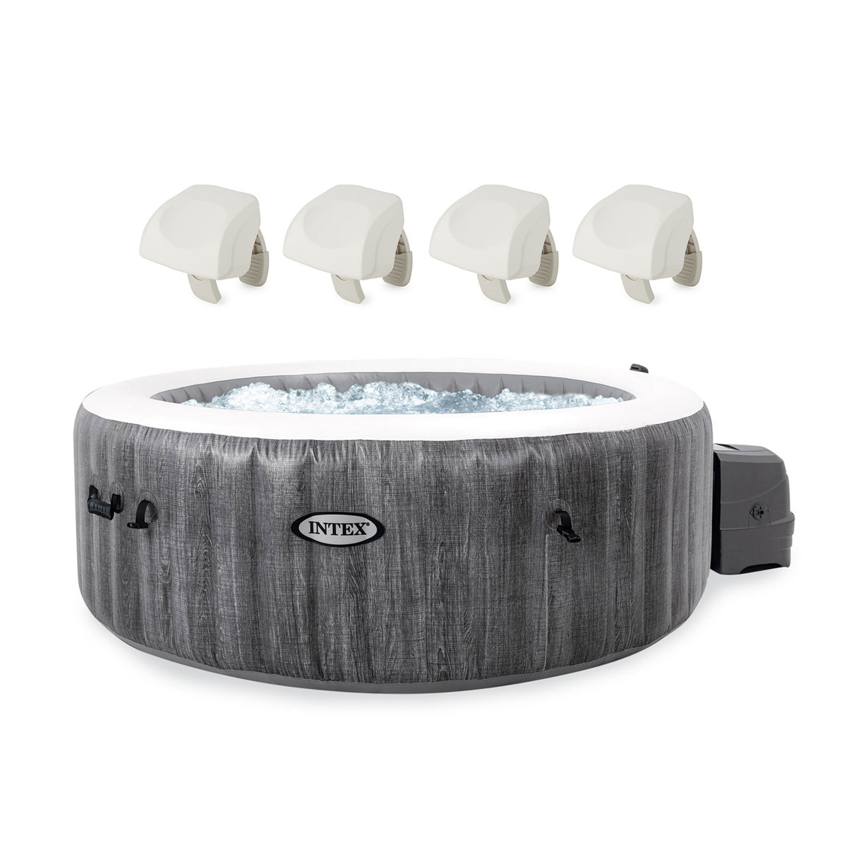 Intex Purespa Plus Inflatable Hot Tub Jet Spa with 4 Headrest Pillows ...