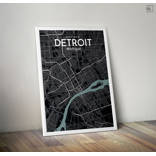 OurPoster.com 'Detroit City Map' Graphic Art Print Poster in Luxe | Wayfair