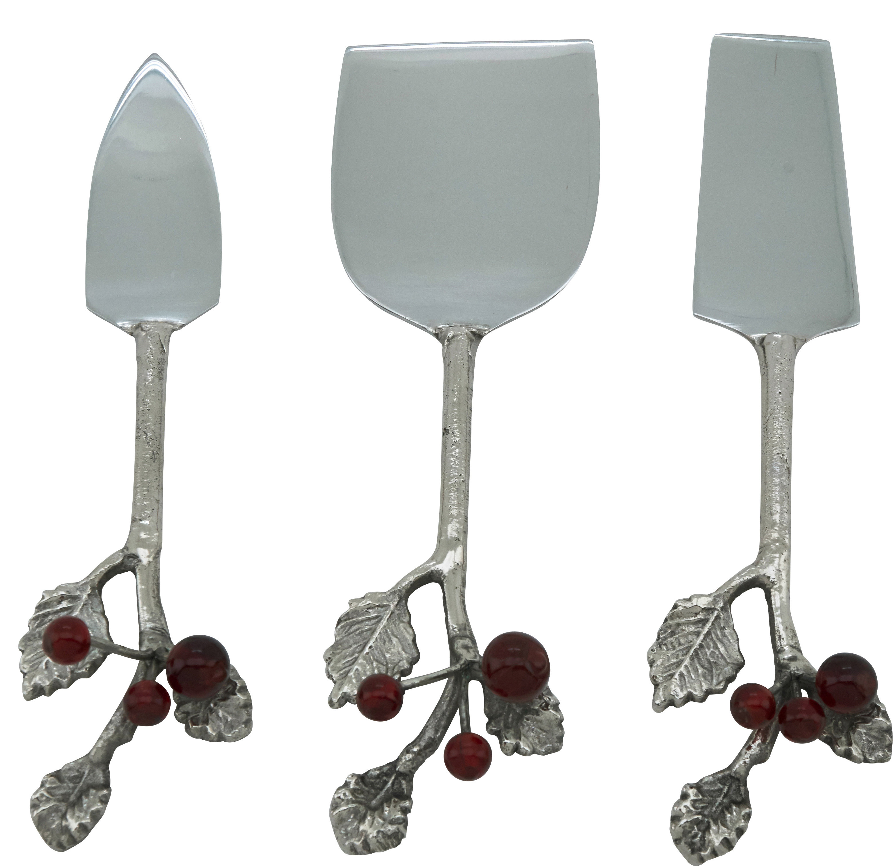 The Holiday Aisle® Sklar Holly Berry 3 Piece Flat Cheese Knife Set ...