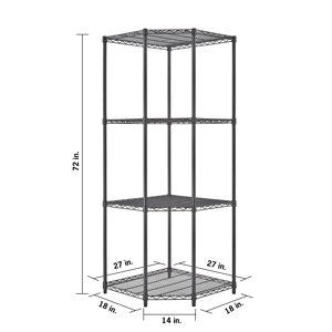 TRINITY PRO Black 4-Tier NSF Corner Steel Wire Garage Storage Shelving ...