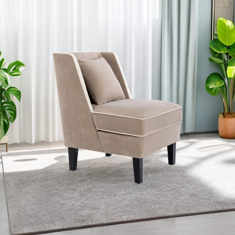 Ebern Designs Ellivia Velvet Accent Chair without Ottoman | Wayfair
