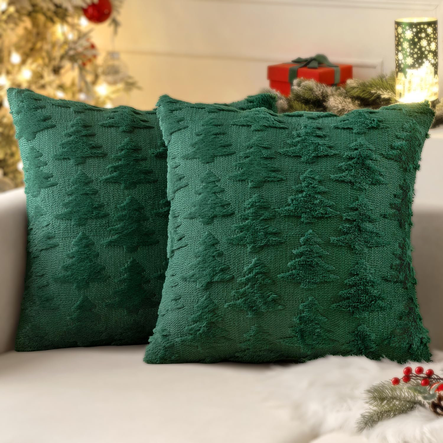 INKEDZ Throw Pillow Covers Christmas Tree Decorative Pillow Covers ...