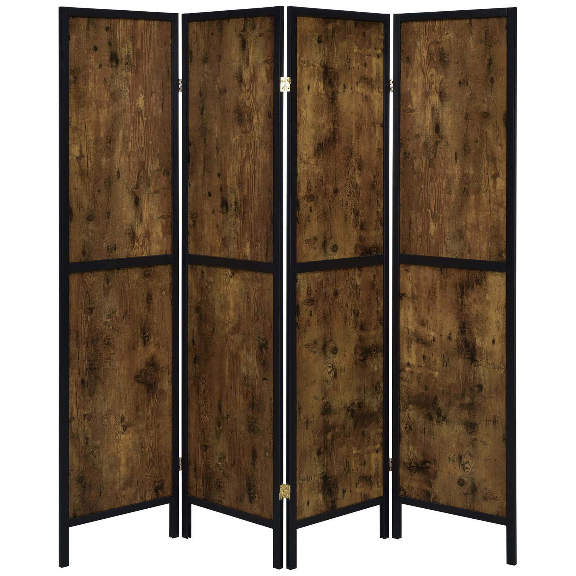 TUOXIN 4 Folding Screen With Antique Nutmeg Finish, Rustic Design For ...