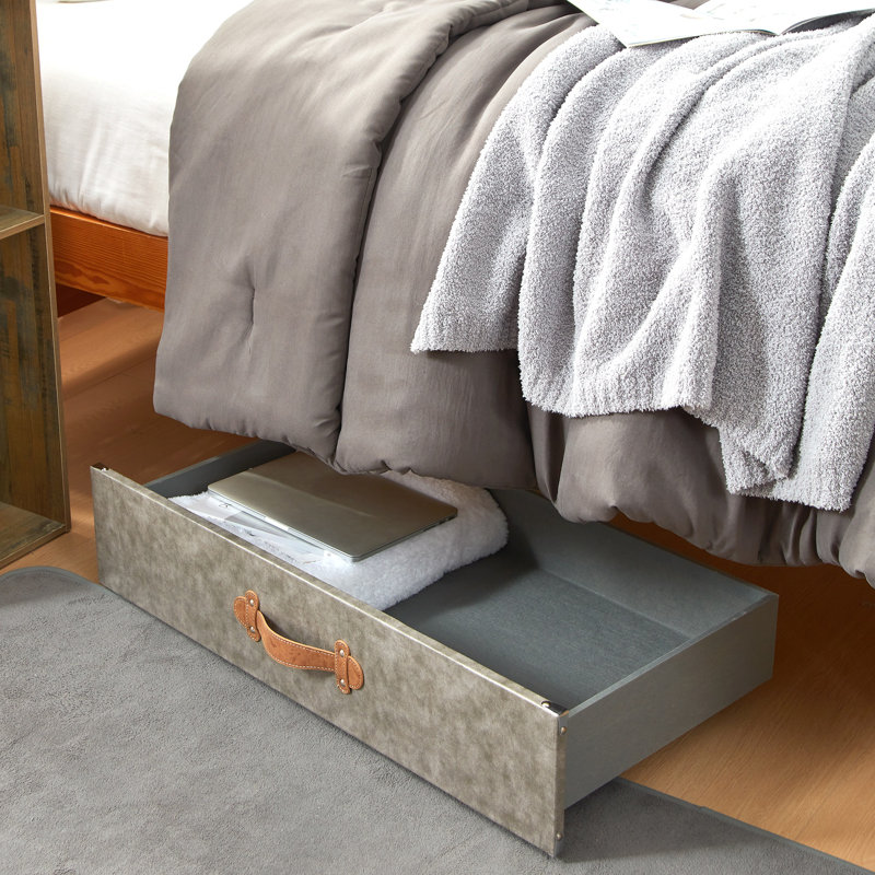 DormCo Texture Underbed Storage Bin with Wheels - Black Ash | Wayfair