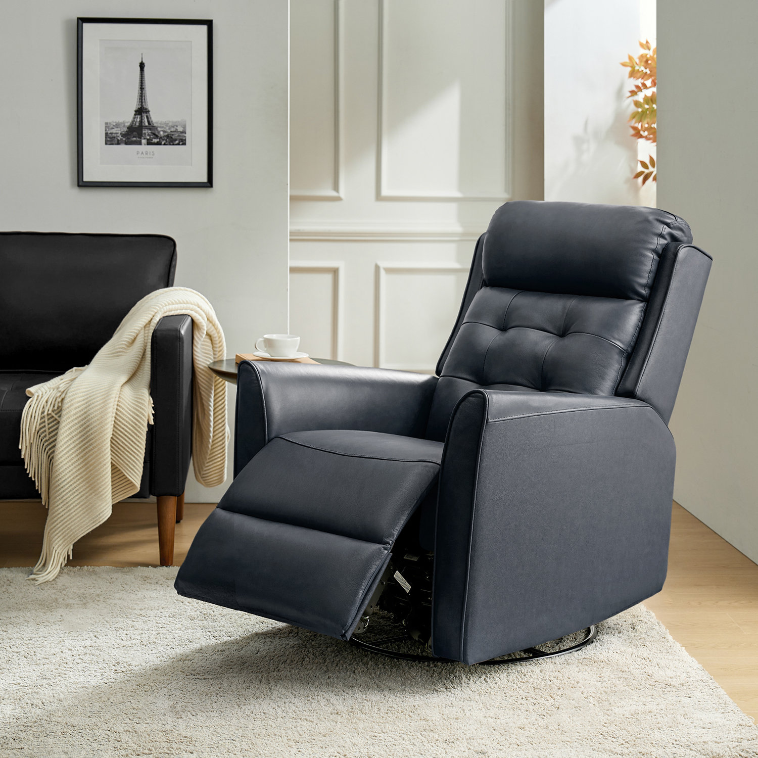 Latitude Run® Pabla Modern Genuine Leather Swivel Rocking Power ...