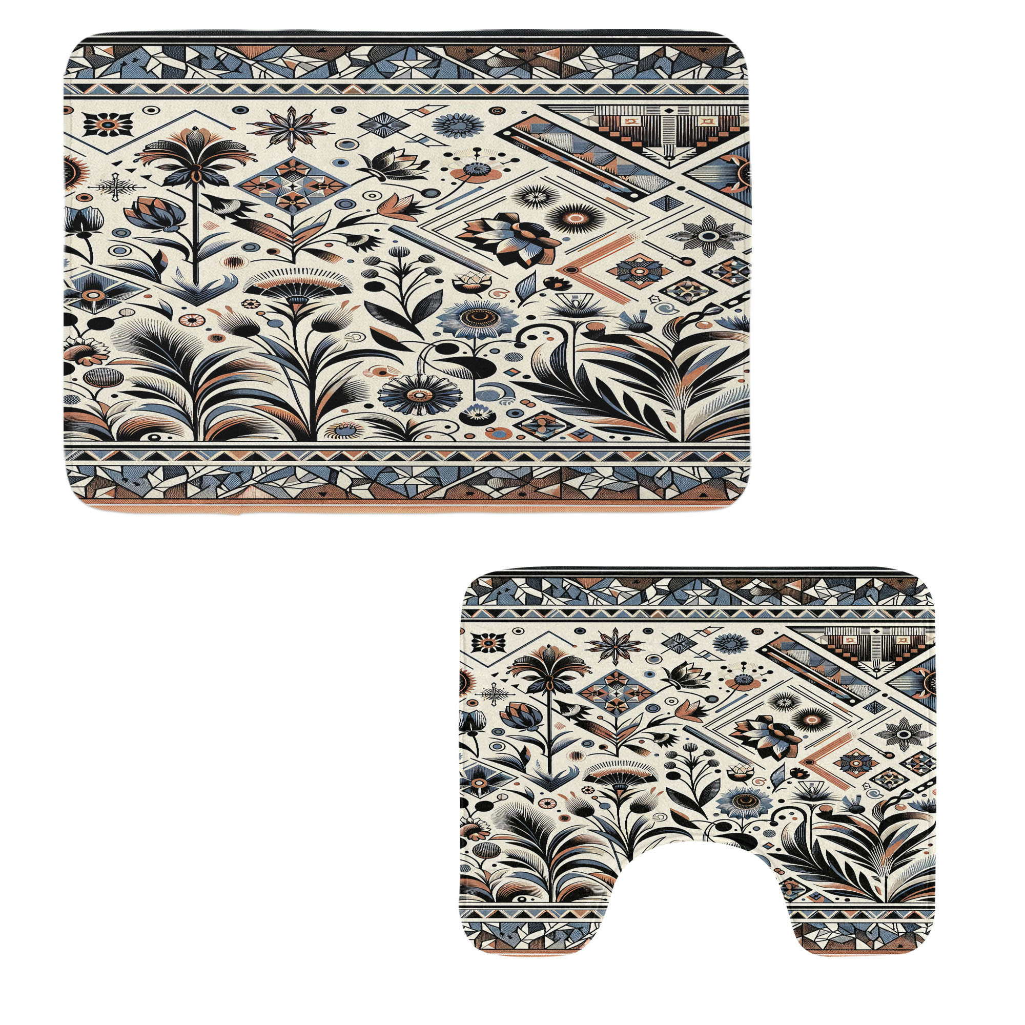 East Urban Home Ethnic Bathroom Rug Set 2 Pieces Rectangle & Contour ...