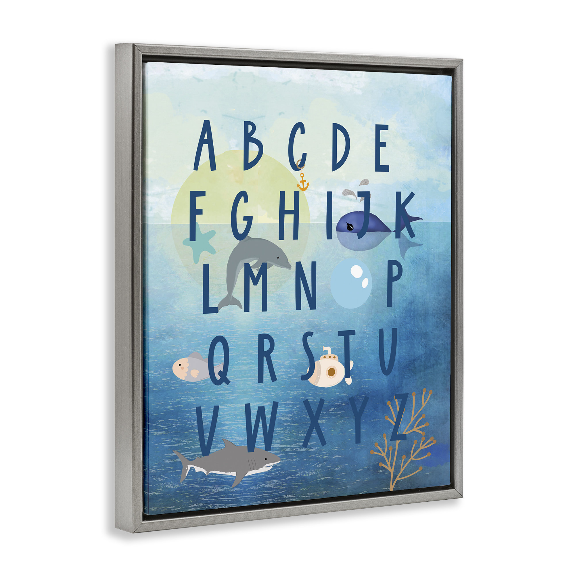 Sunside Sails Sea Creatures Alphabet Framed Floater Canvas Wall Art by ...