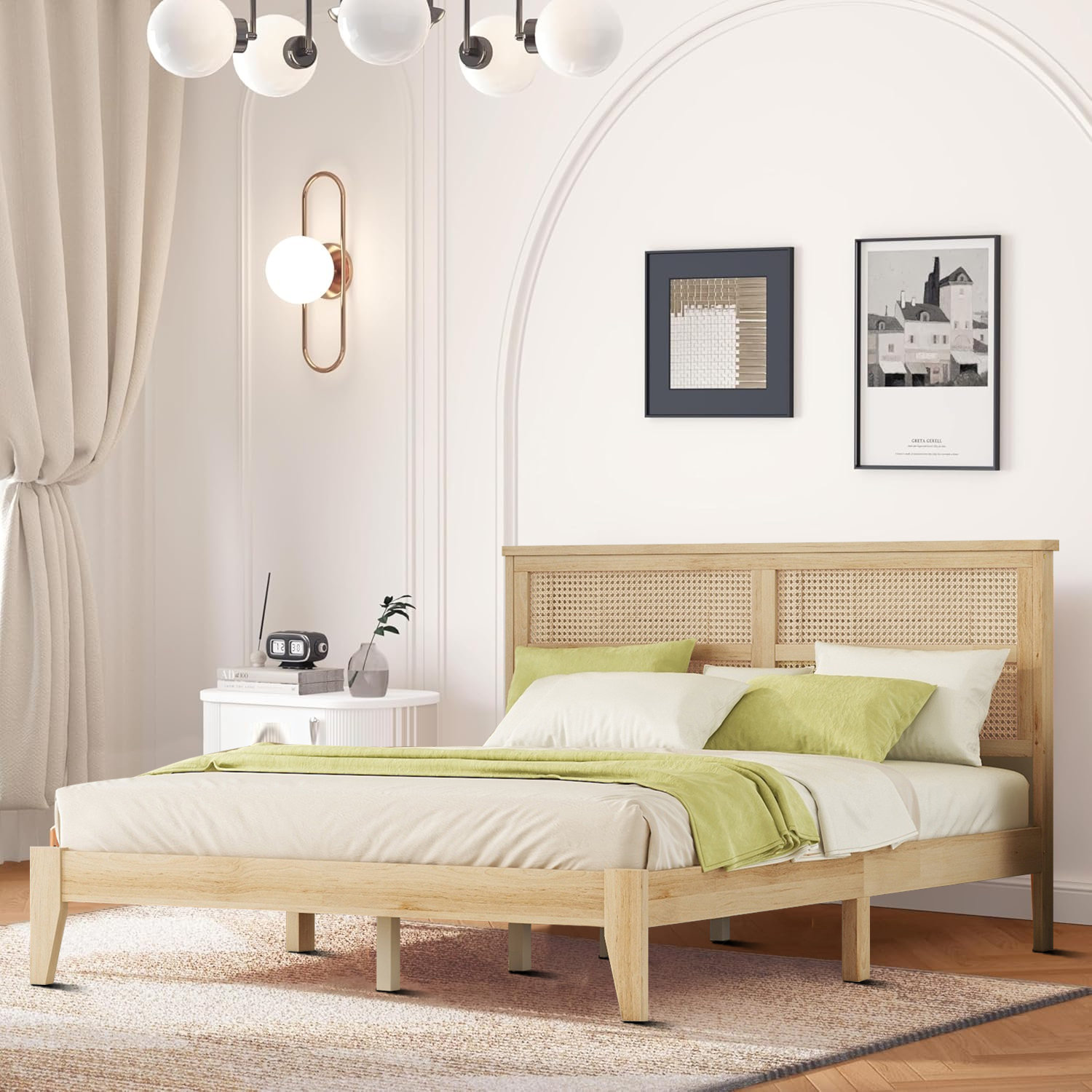 Bay Isle Home™ Mid-century vintage style bed frame with wooden support ...
