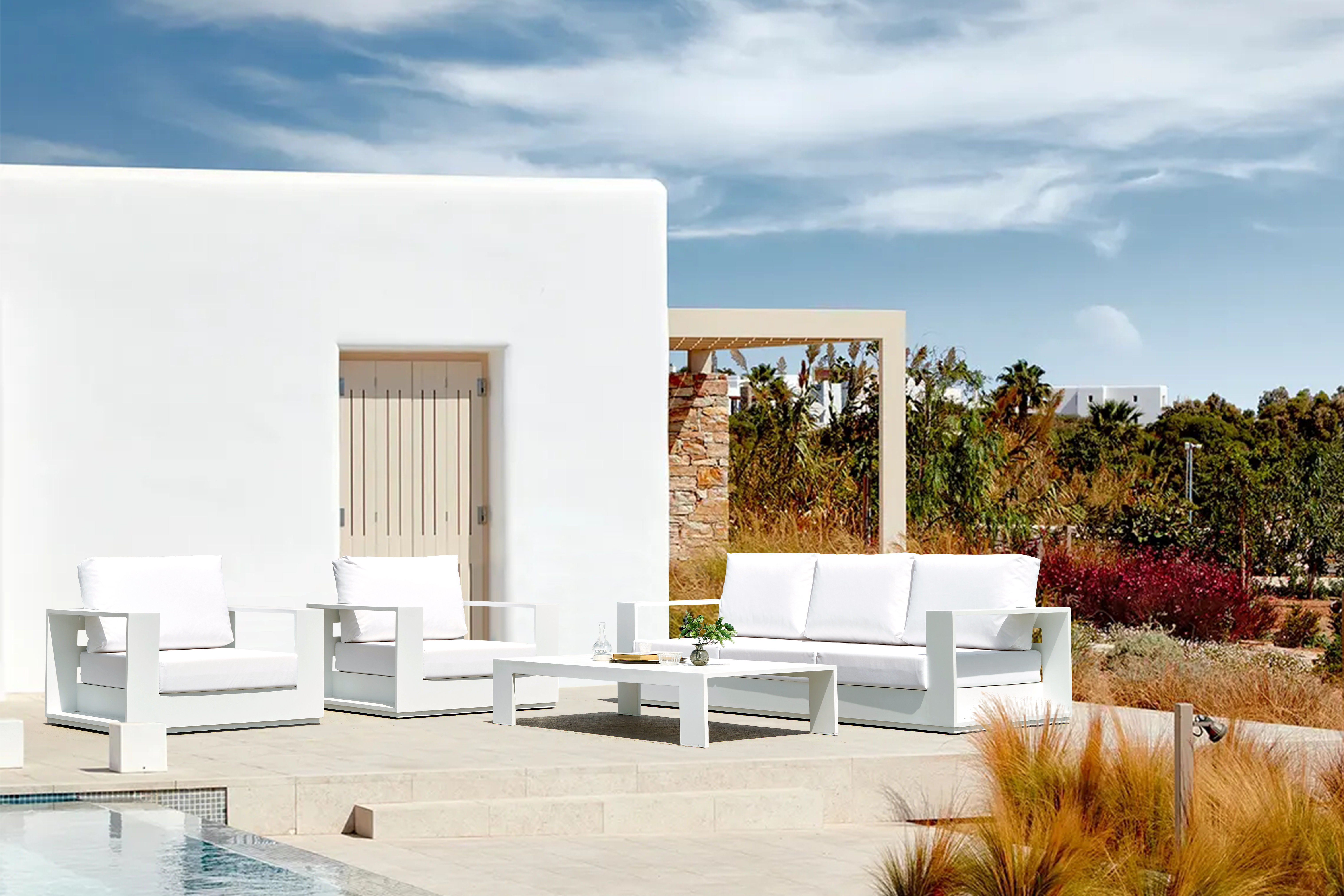 Latitude Run® Daundra White 4-Piece Aluminum Outdoor Conversation ...