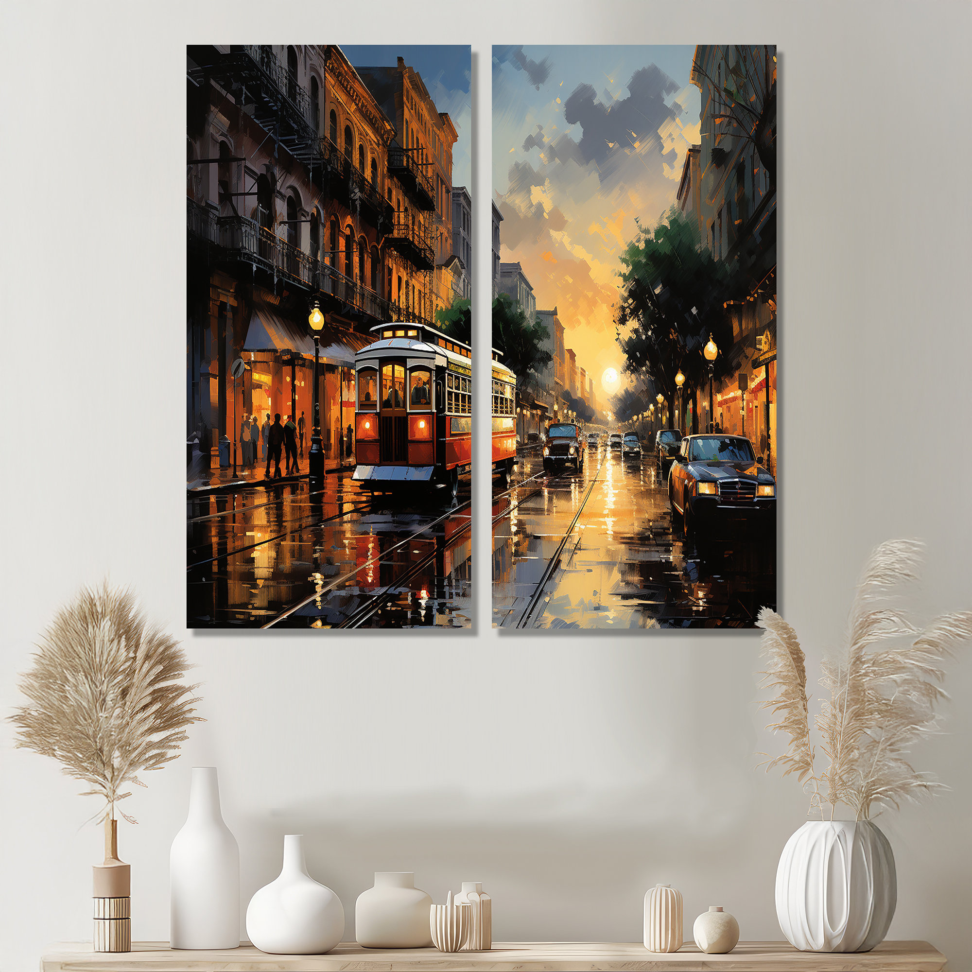 Lark Manor™ New Orleans Cityscape Comes Alive At Night I - Orange Wall ...