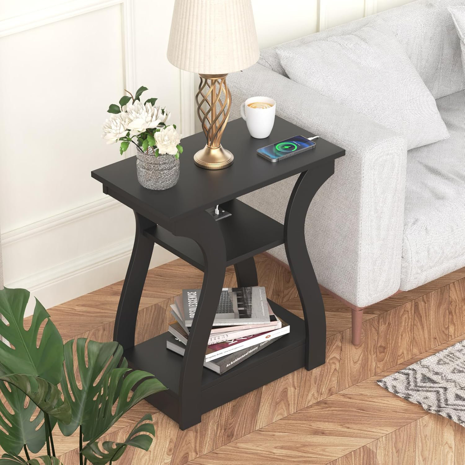 Red Barrel Studio® End Table Set of 2 with Charging Station, Side Table ...