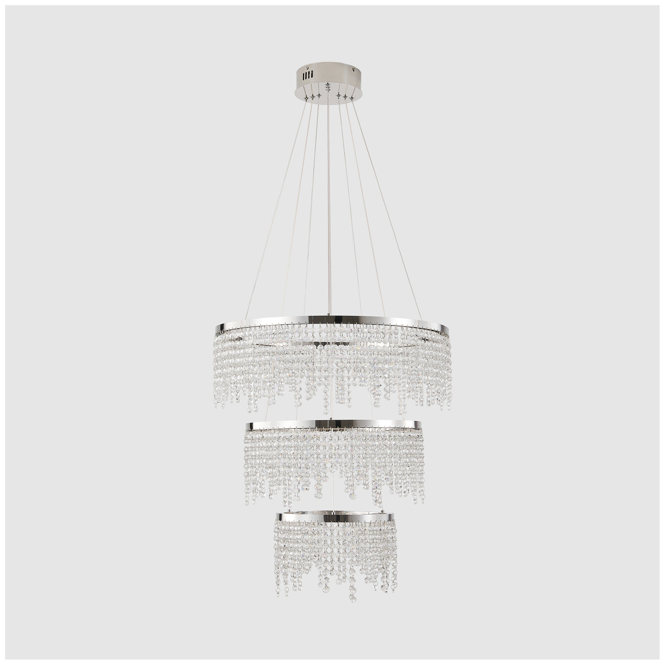 Latitude Run® 24-Inch Crystal Chandelier LED Ceiling Lamp, Adjustable Color Temperature 3000K ...