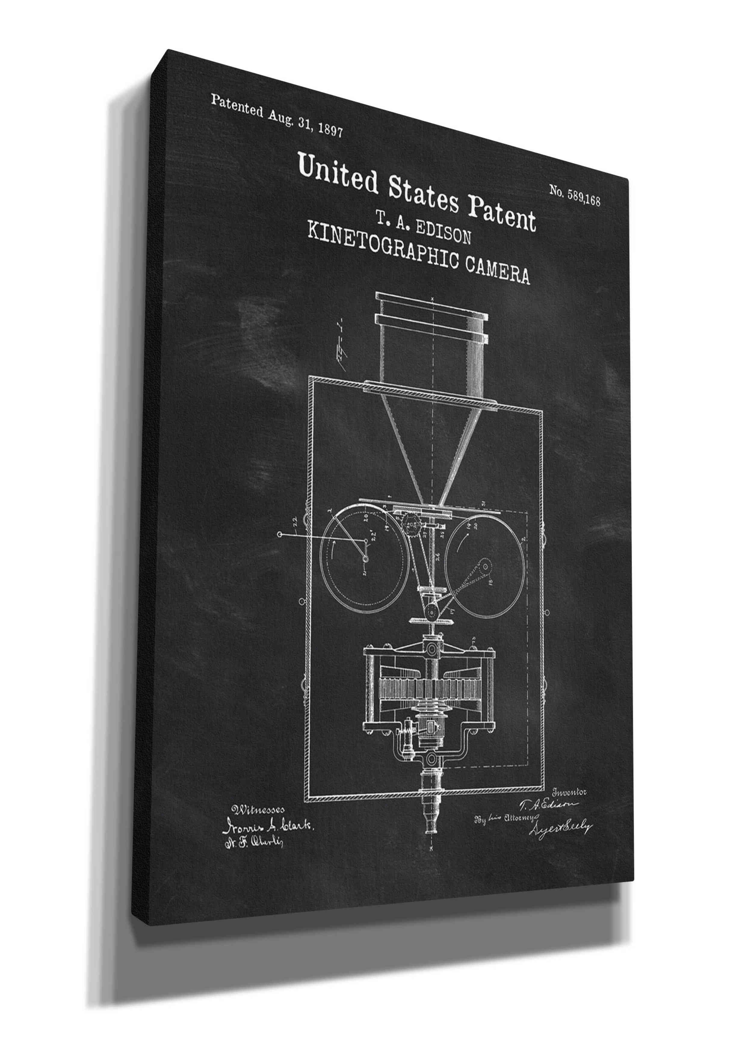 17 Stories Kinetographic Camera Blueprint Patent Chalkboard - Wrapped ...