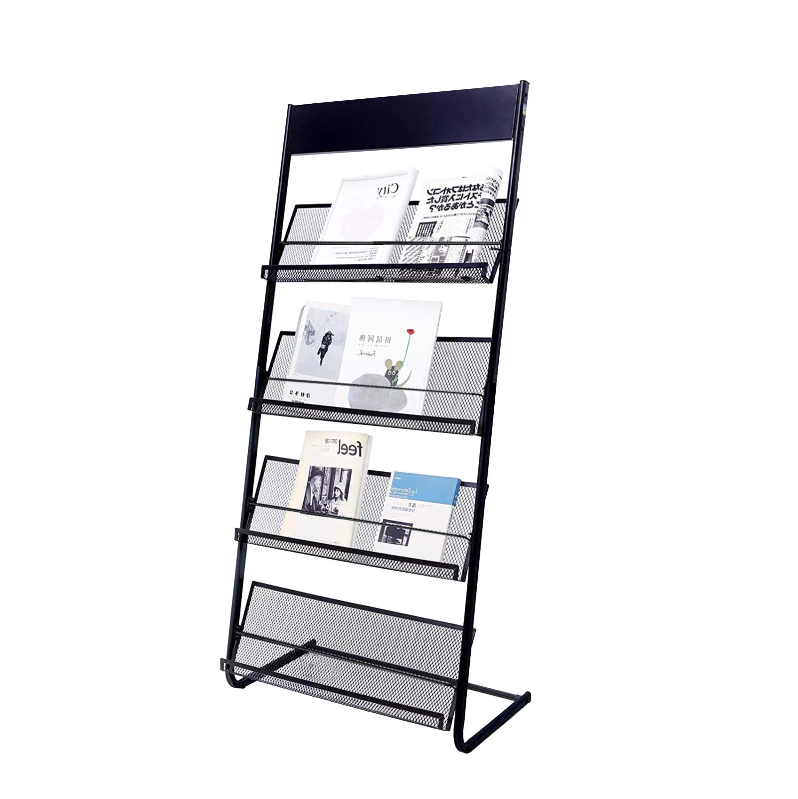 Rebrilliant Floor Standing Magazine Rack, 4 Tier Document Display Rack ...