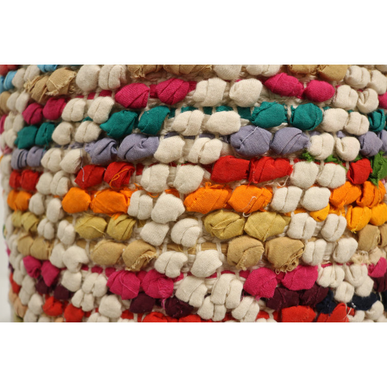 Union Rustic Gerred 14" Wide Round Geometric Footstool Ottoman ...