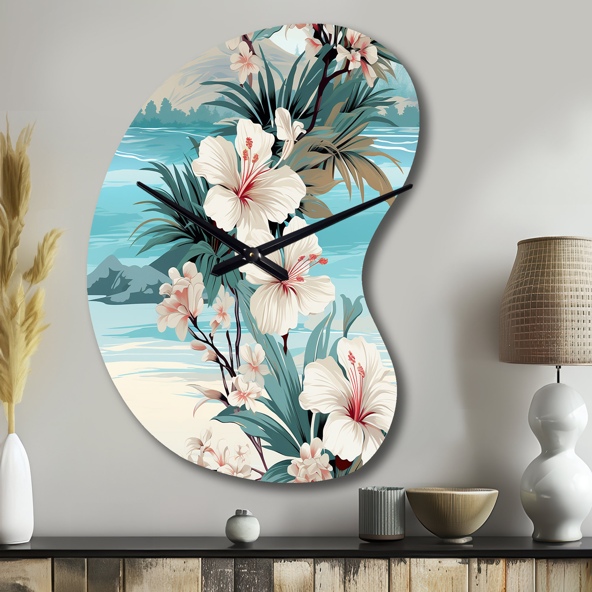 Design Art Seaside Reflections Tropical Pattern - Coastal Asymmetrical ...