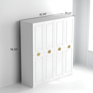 Mercer41 Vernando 63"W White Closet Wardrobe Tall Closet Wardrobe ...