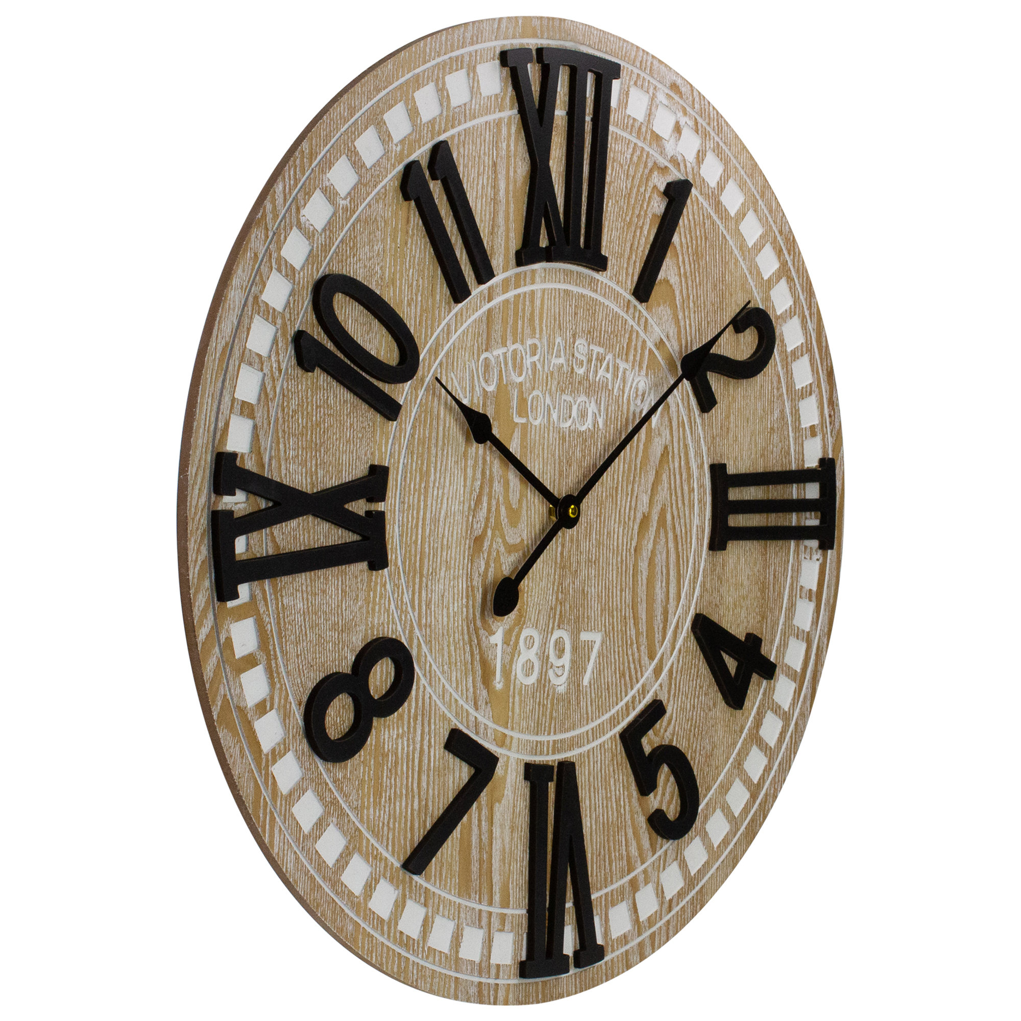 Northlight Seasonal 24" Battery Operated Round Wall Clock with Roman ...