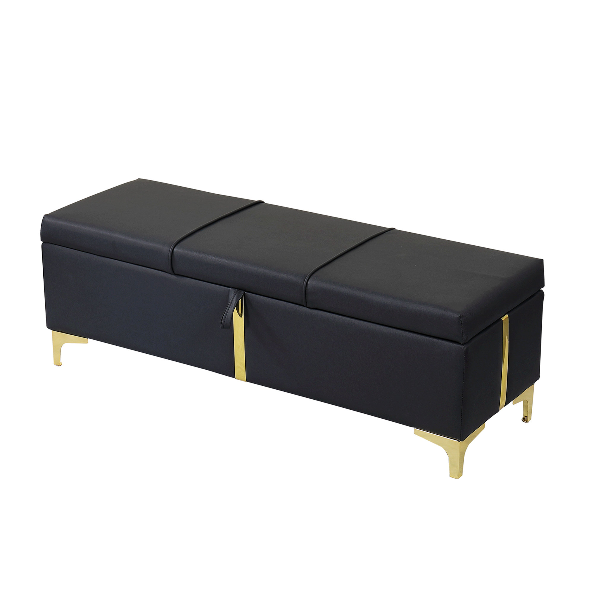 Mercer41 Berenson Faux Leather Upholstered Storage Bench | Wayfair