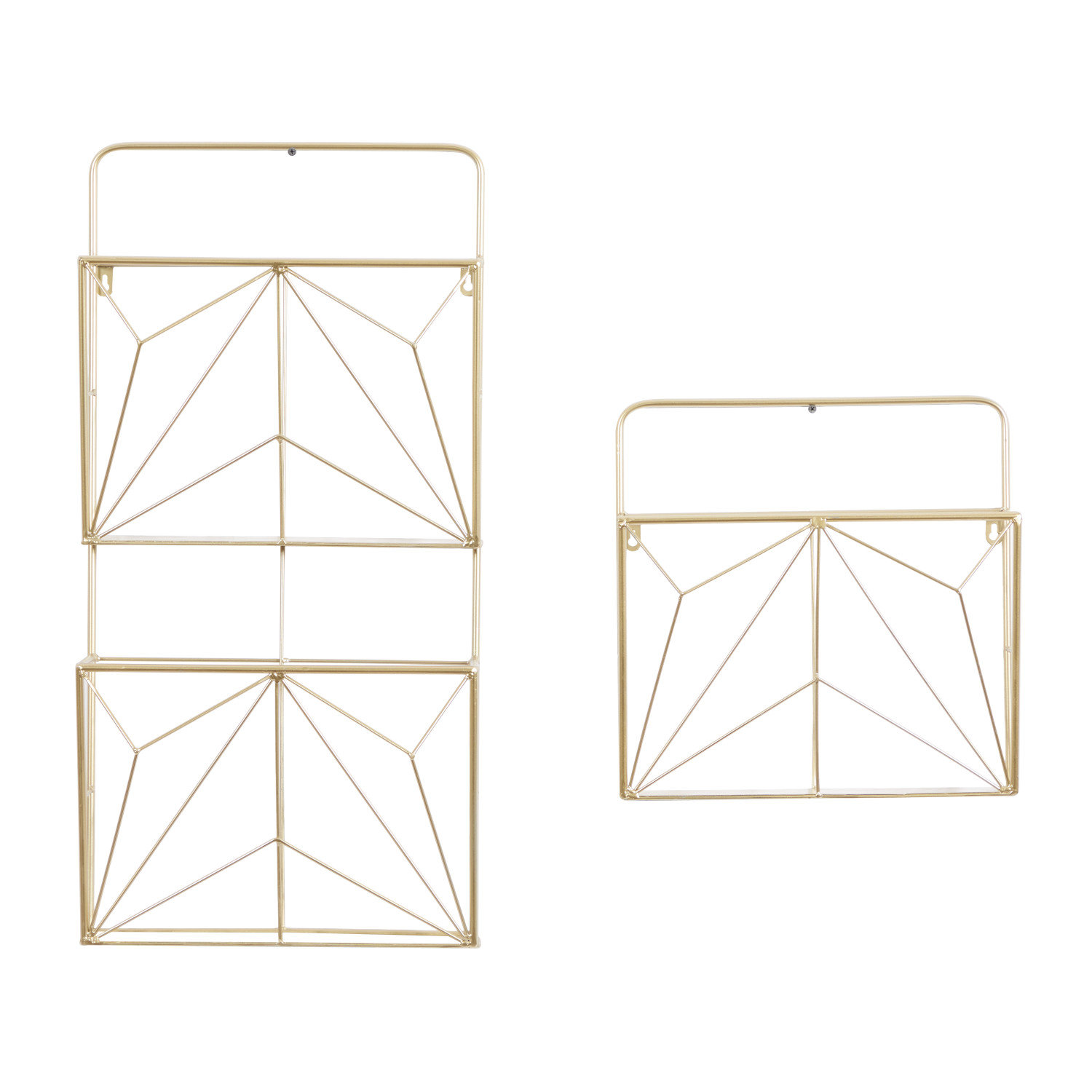 Everly Quinn Metal 3 Slot Geometric Gold Wall Shelf Set & Reviews | Wayfair