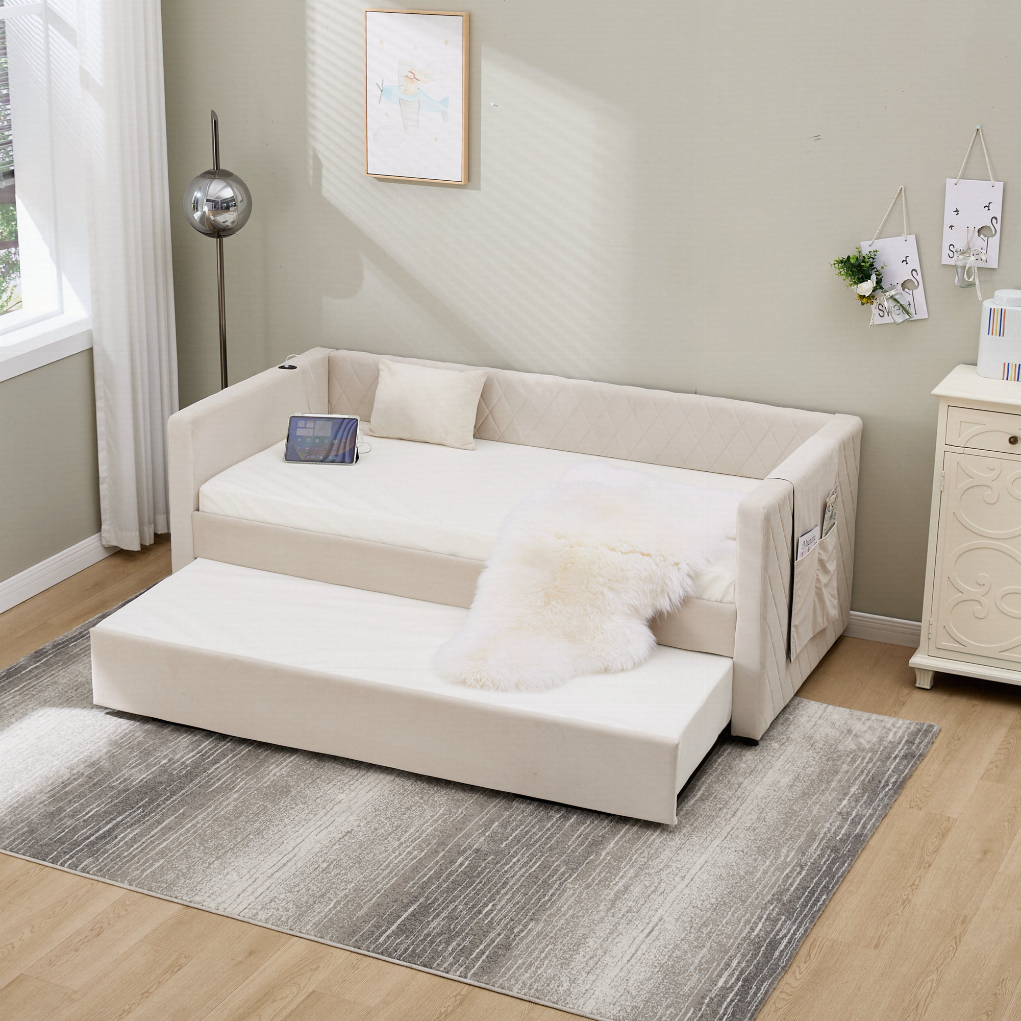 Everly Quinn Pink Velvet Daybed, Sturdy Bed Frame | Wayfair