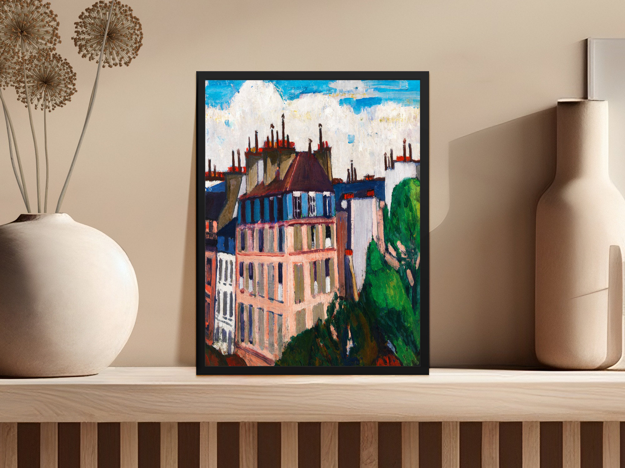 Lark Manor Impressionistic View on Buildings under Sky Art Framed ...