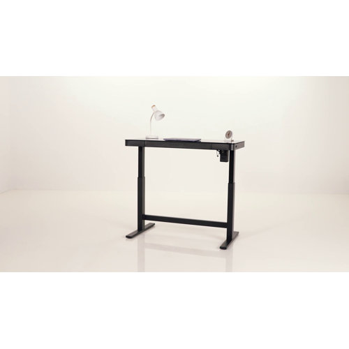 Upper Square™ Babin Adjustable Glass Top Metal Base Standing Desk ...