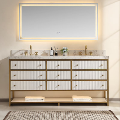 Dilon Luxury Style Bathroom Vanity Modern Exquisite Ceramic Rock Slab ...