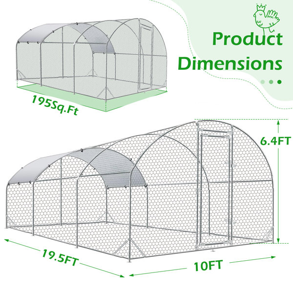 Tucker Murphy Pet™ Dervon 195 Square Feet Walk In Chicken Run For Up To ...