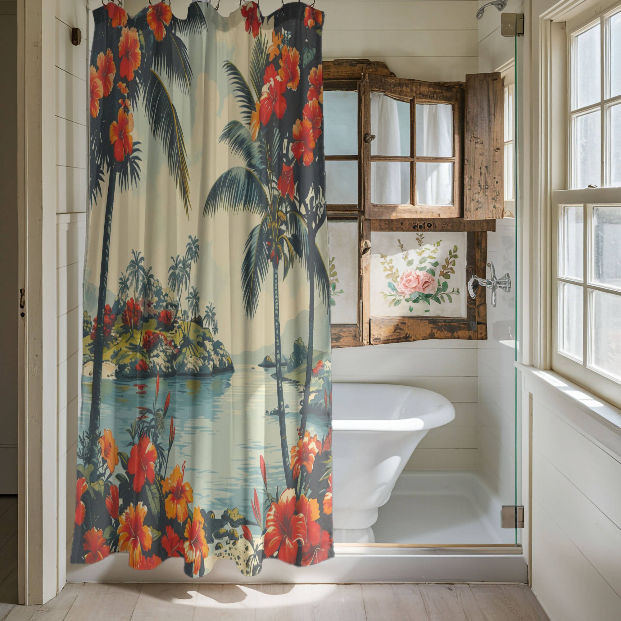 East Urban Home Retro Island Views - 1 Piece Standard Shower Curtain ...