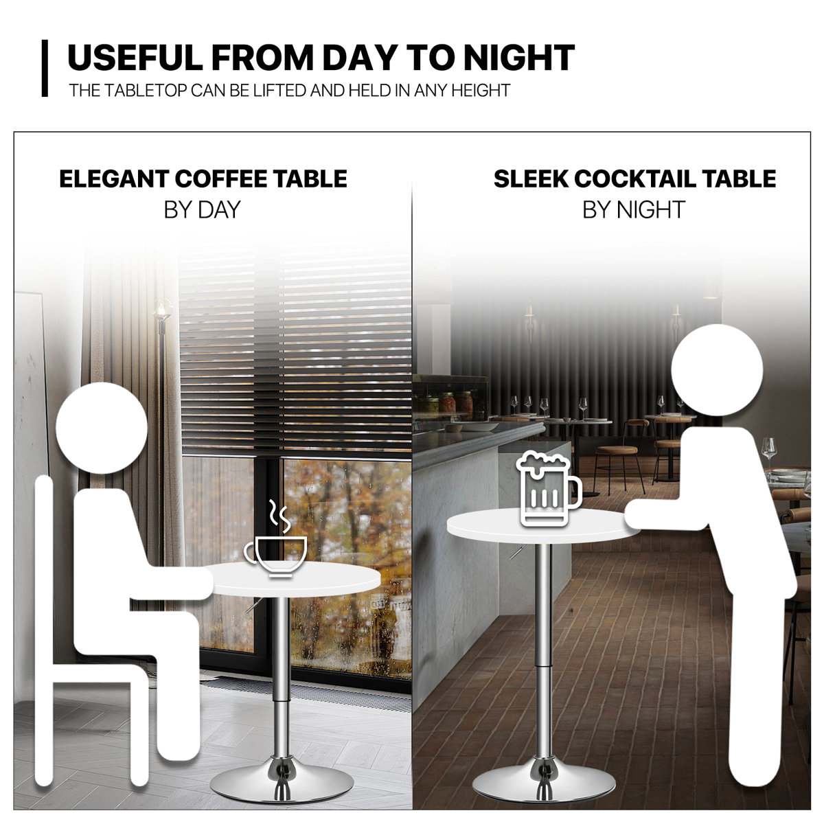 Wrought Studio™ Ojavi Bistro Pub Table Round Adjustable Height Bar ...