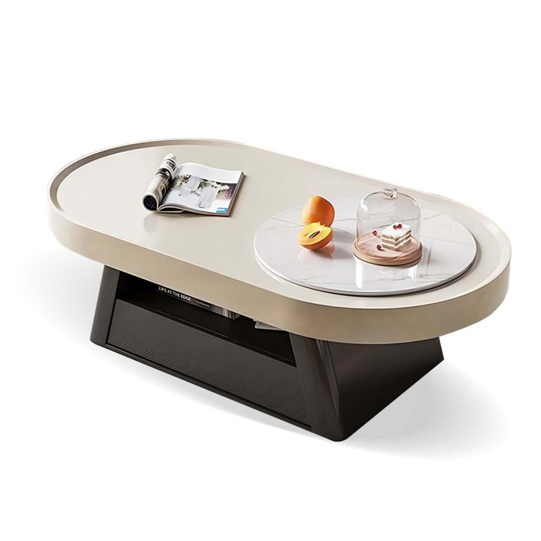 Upstyled Clothing Sintered Stone + Manufactured Wood Oval Coffee Table ...