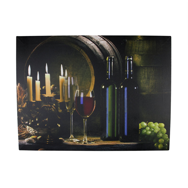 Northlight Seasonal 15.75" LED Lighted Flickering Wine and Candles ...