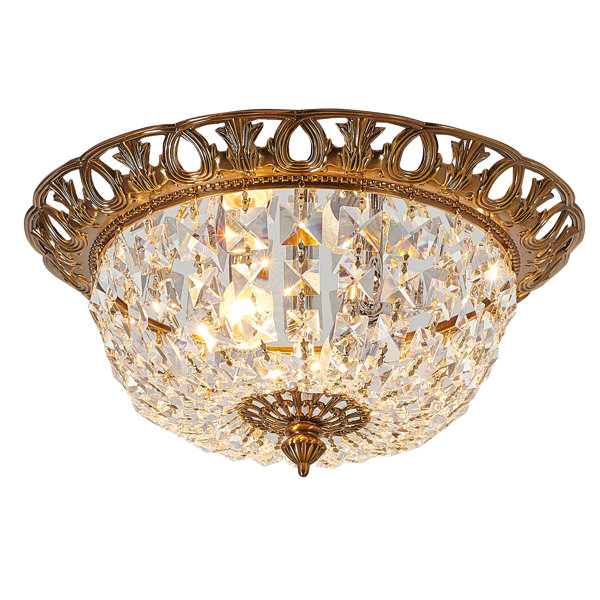House of Hampton® Rohan 2 - Light Bronze Metal Flush Mount With Crystal ...