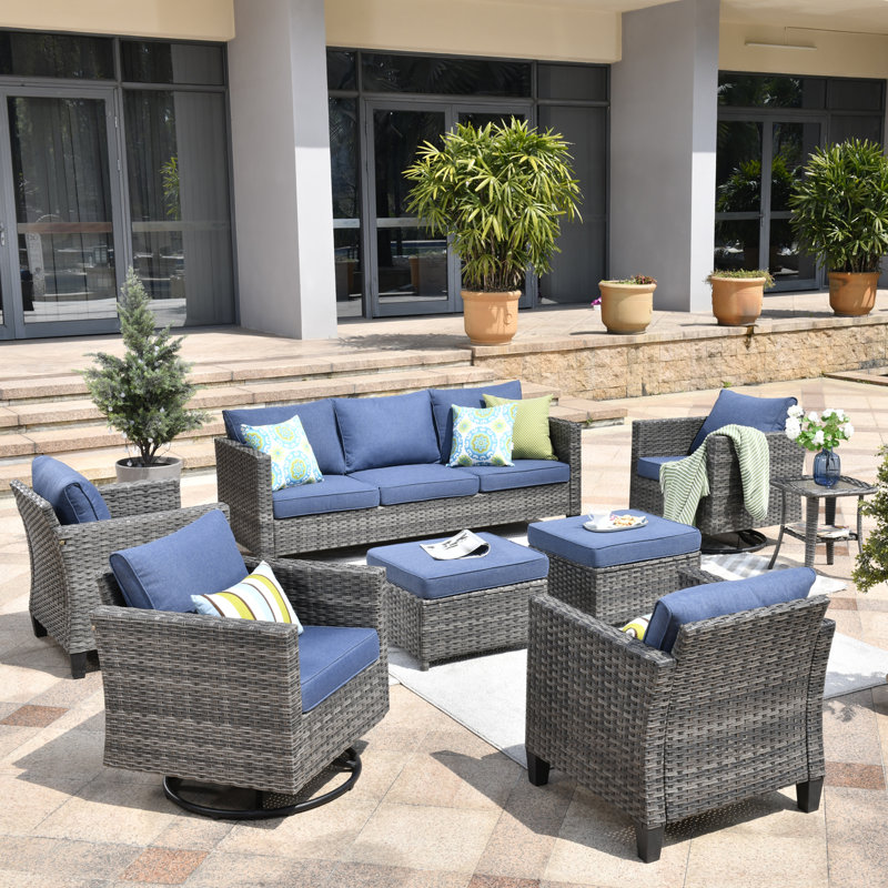 Latitude Run® 8 Piece Rattan Sofa Seating Group with Cushions & Reviews ...