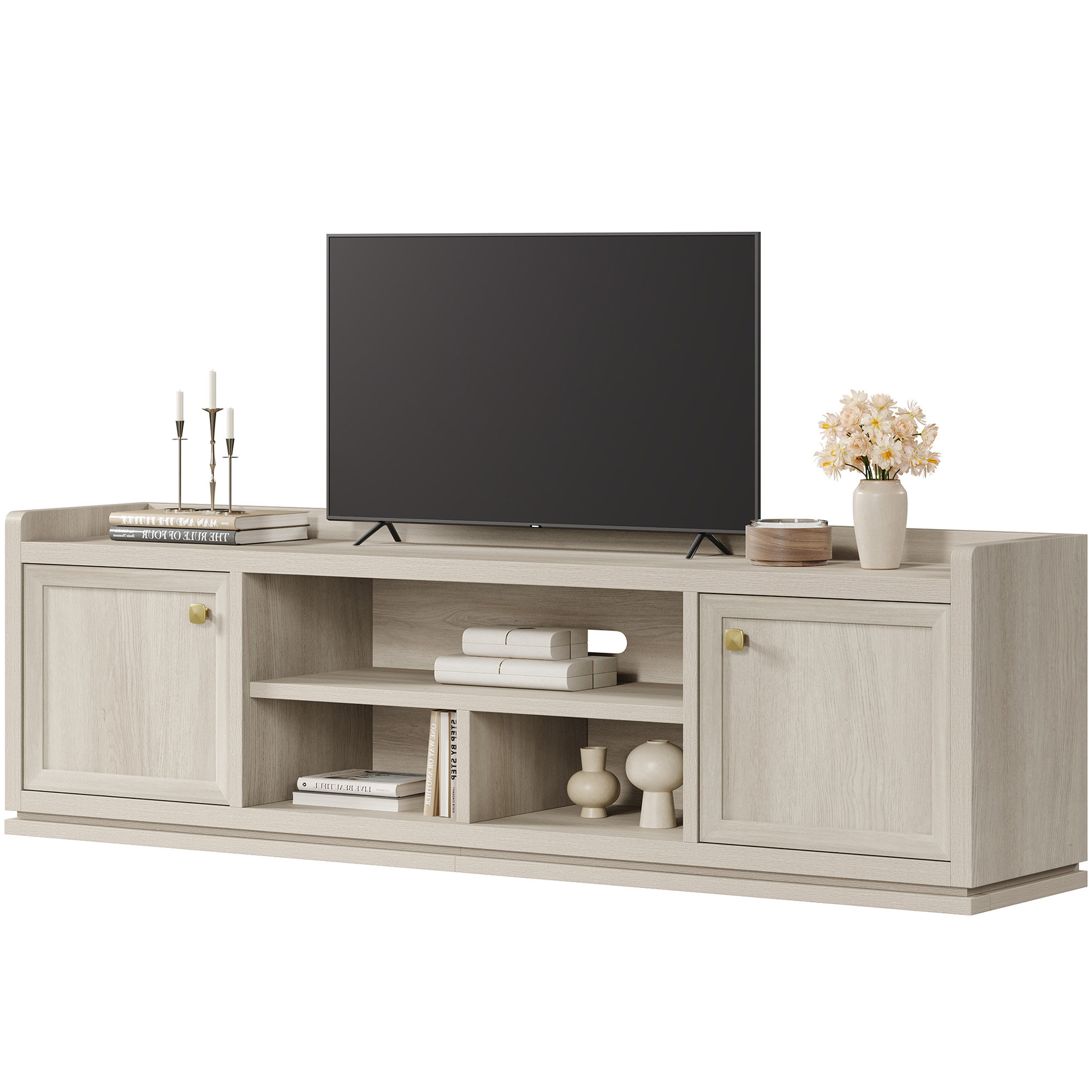 Latitude Run® 66.9" Versatile TV Stand With Hidden Storage And Shelves ...