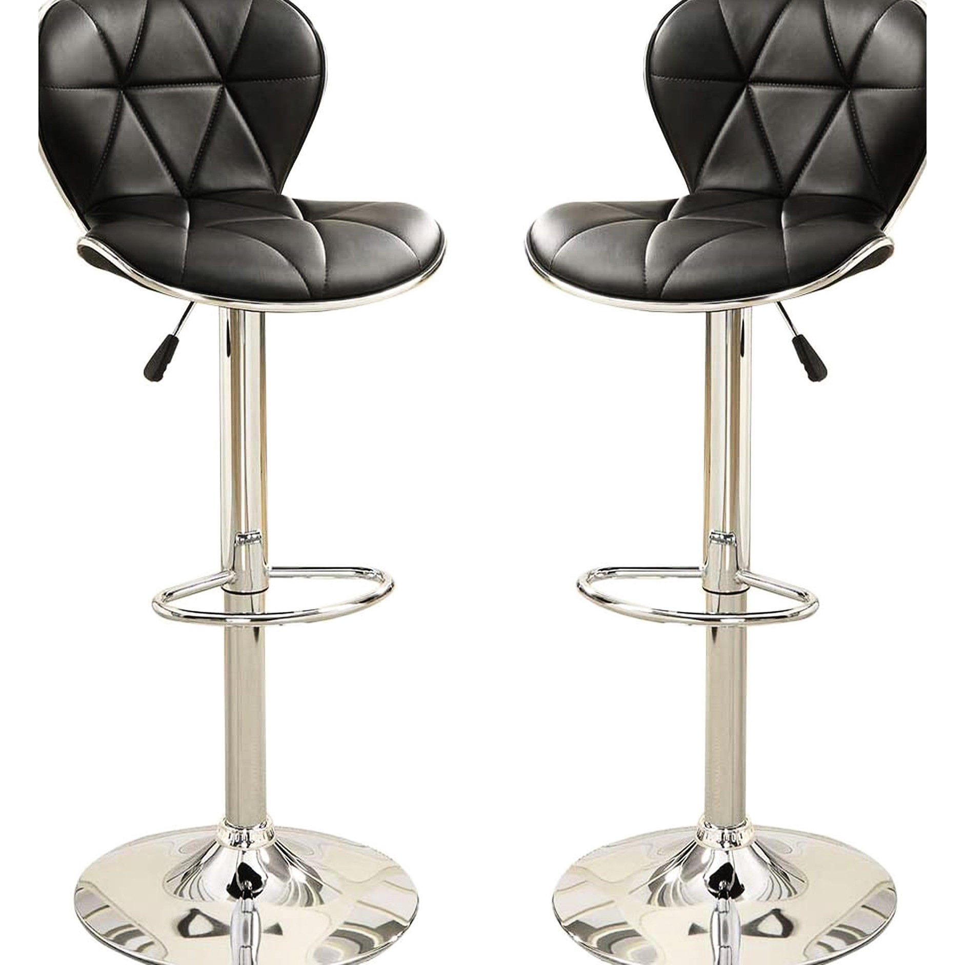 Ivy Bronx Modern Gas Lift Stool In Black Faux Leather With Back And ...