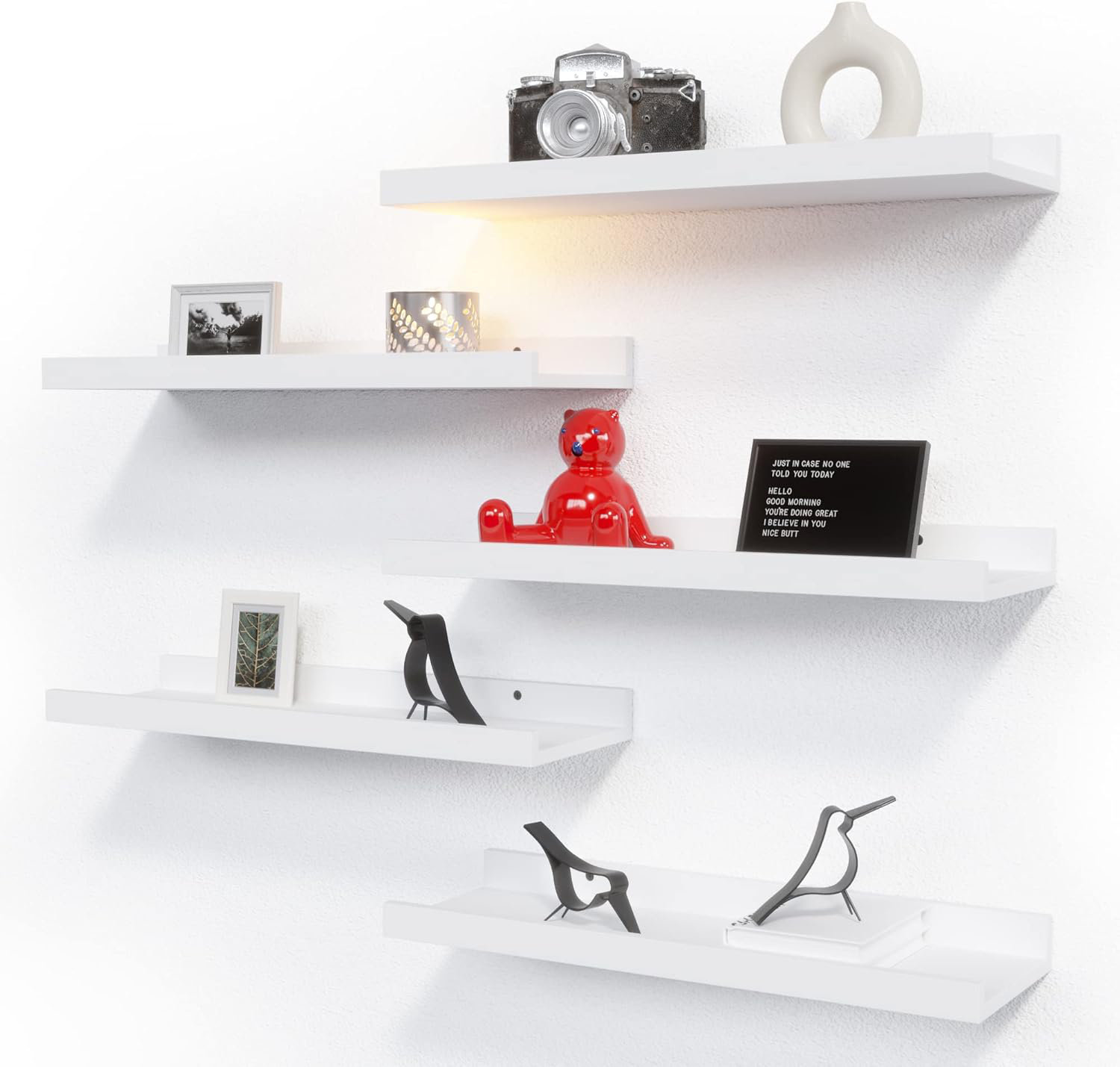 Hokku Designs 5 Pack Floating Shelves Wall Mounted, Modern Picture ...