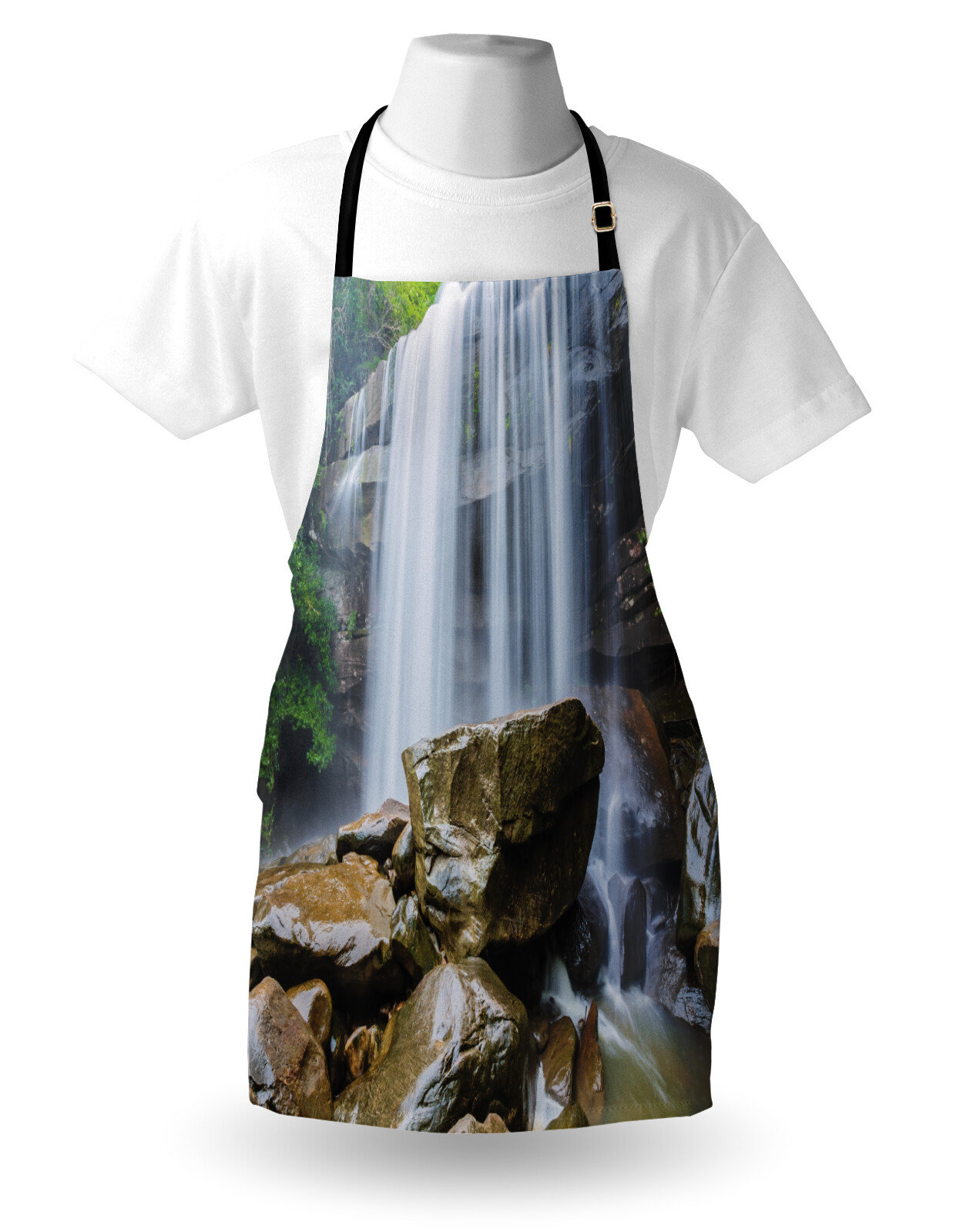 East Urban Home Landscape Apron Unisex, Tropical Waterfalls, Adult Size ...