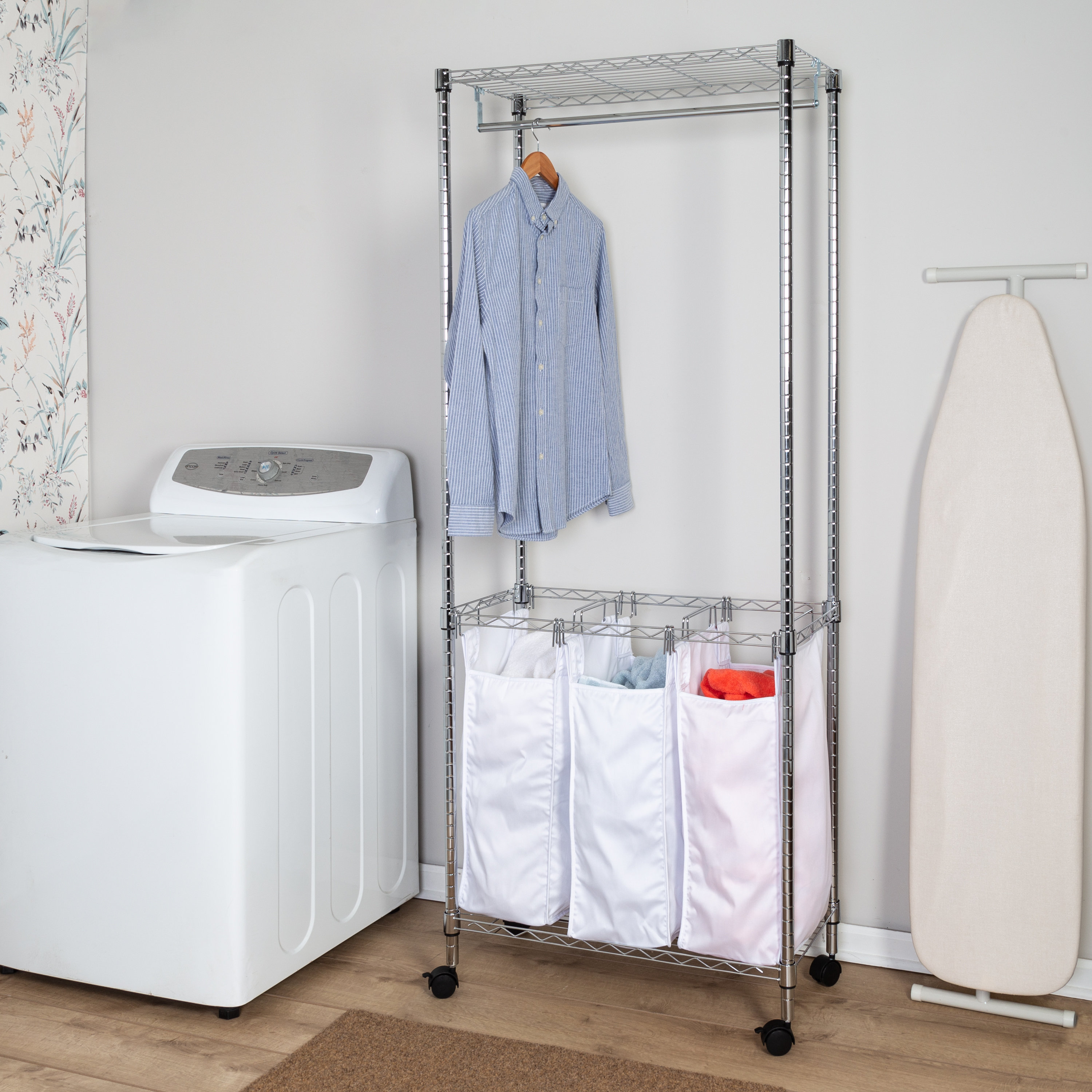 Rebrilliant Metal Rolling Laundry Center with Handles & Reviews | Wayfair