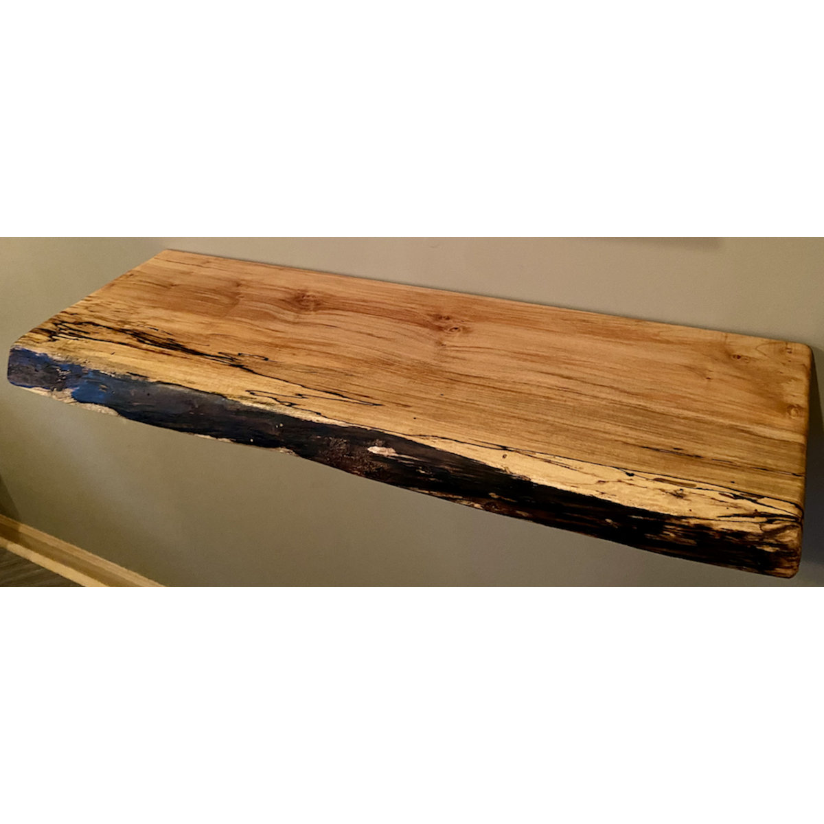 Steel Oak Maple Solid Wood Floating Shelf with Live Edge | Wayfair