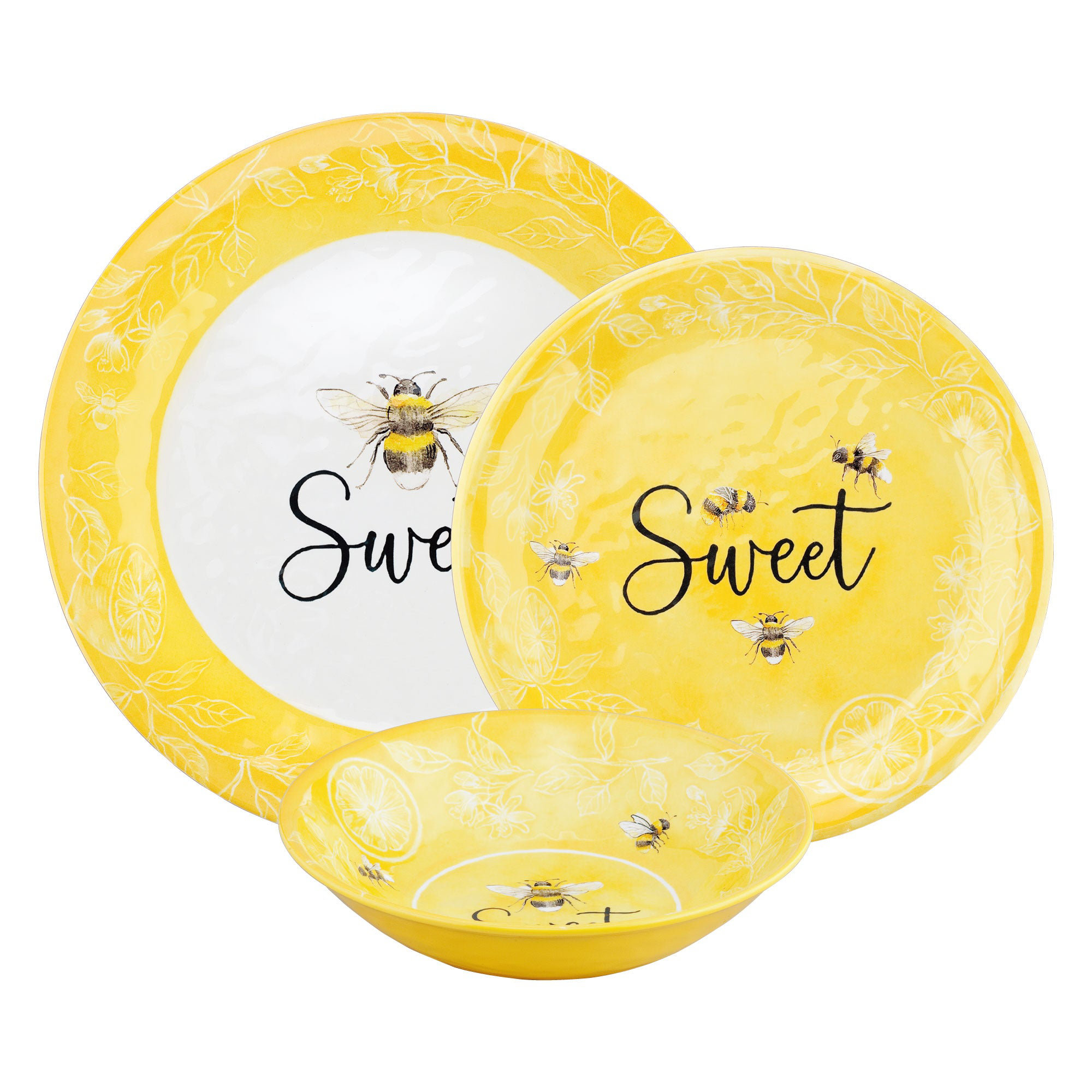 August Grove® Sweet Bees 18 Piece Melamine Dinnerware Set Plate and ...