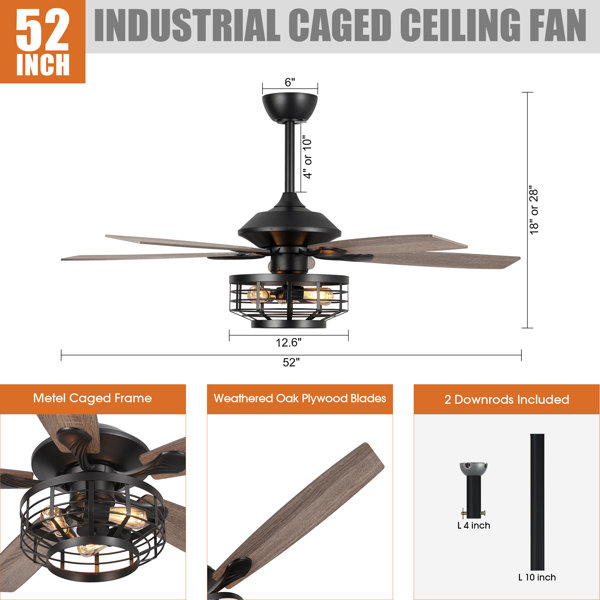 Williston Forge 52'' Joylynn 5-Blade Standard Ceiling Fan with Remote ...