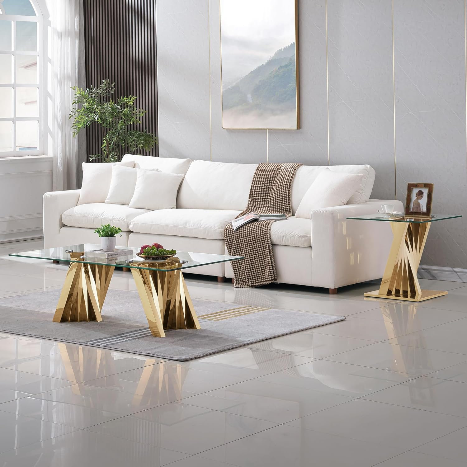 Mercer41 3 Piece Living Room Table Set, Includes 1 Coffee Table & 2 End ...