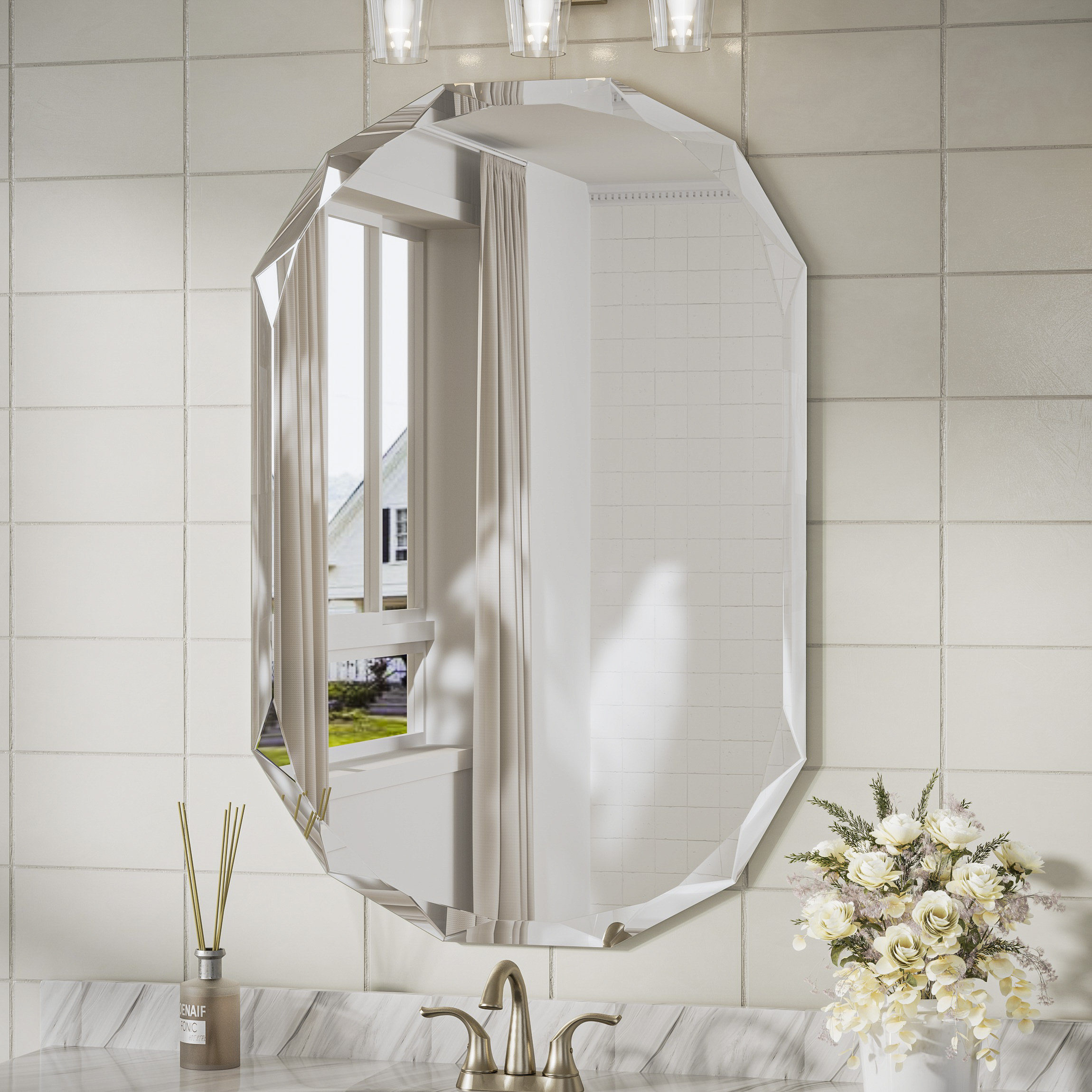 oval frameless mirror