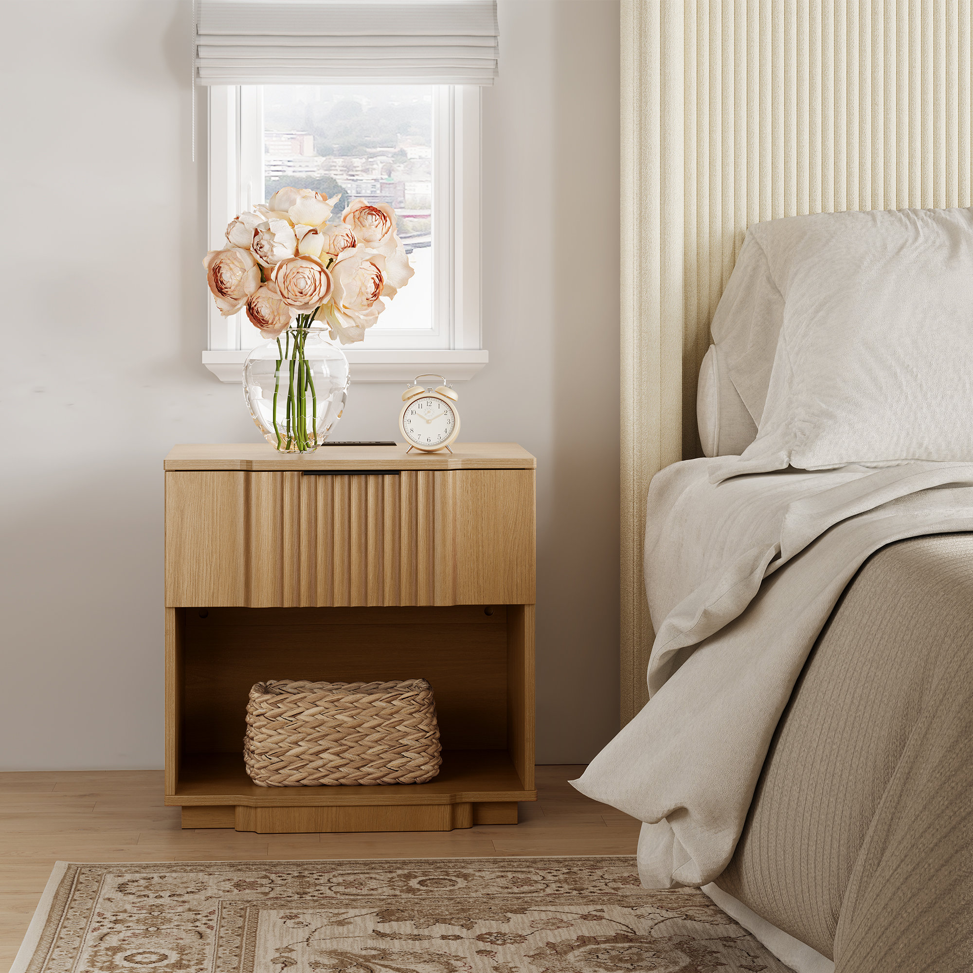 Latitude Run® Designer Modern Minimalist Style 1-drawer Fluted Panel ...