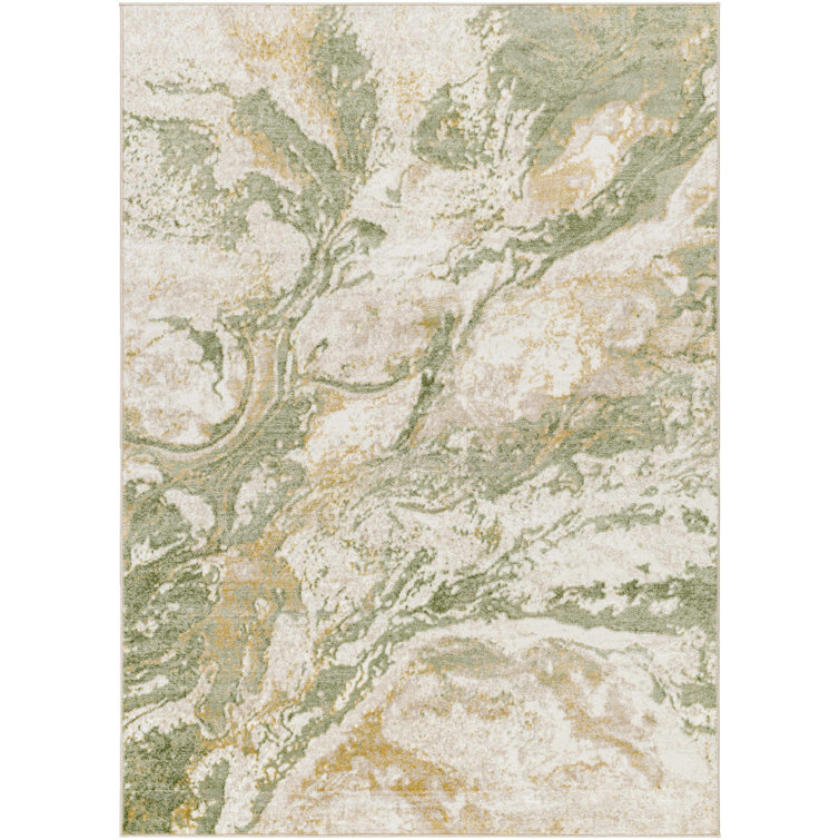 Wrought Studio Charniqua Modern Abstract Marble Design Green Area Rug ...