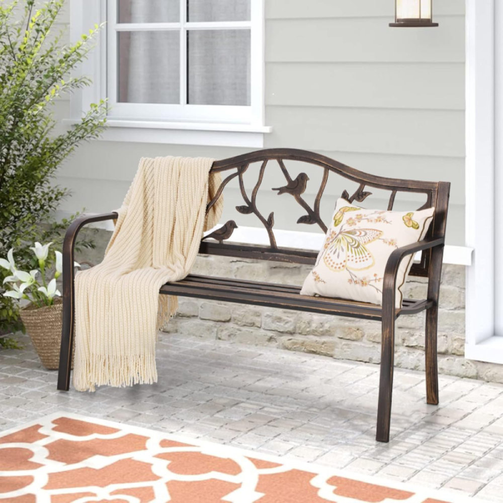 Astoria Grand WROUGHT IRON BENCH WITH ARMREST | Wayfair