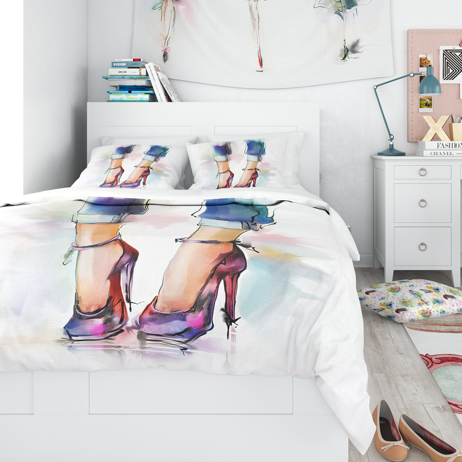 Design Art Designart Female Legs and Shoes Duvet Cover Set | Wayfair